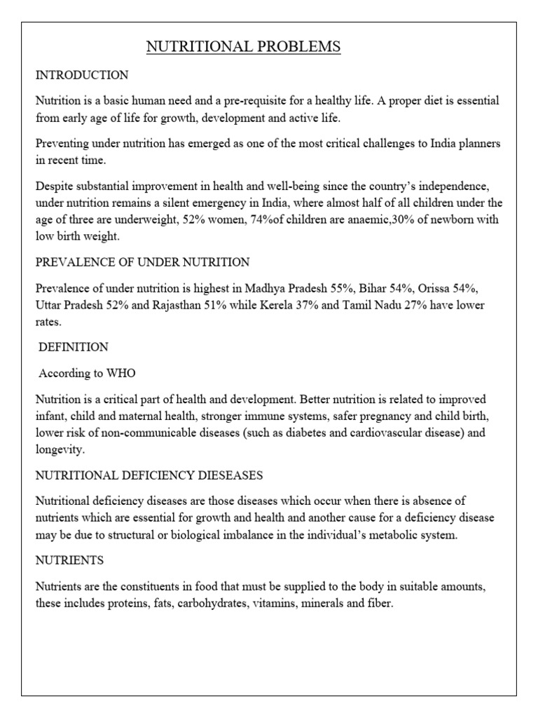 Nutritional Problems in India: Overview | PDF | Obesity | Malnutrition