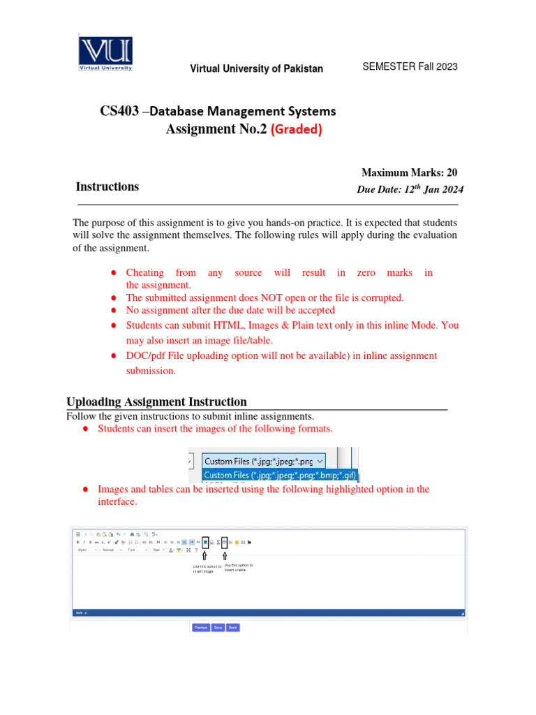 Fall 2023 - CS403 - 2 | PDF | Relational Database | Databases