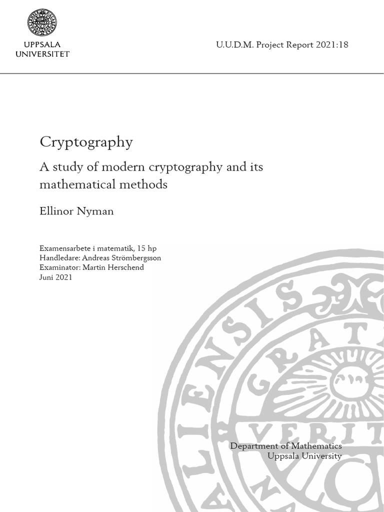 A Study of Modern Cryptography and Its Mathematical Methods | PDF | Cryptography | Encryption