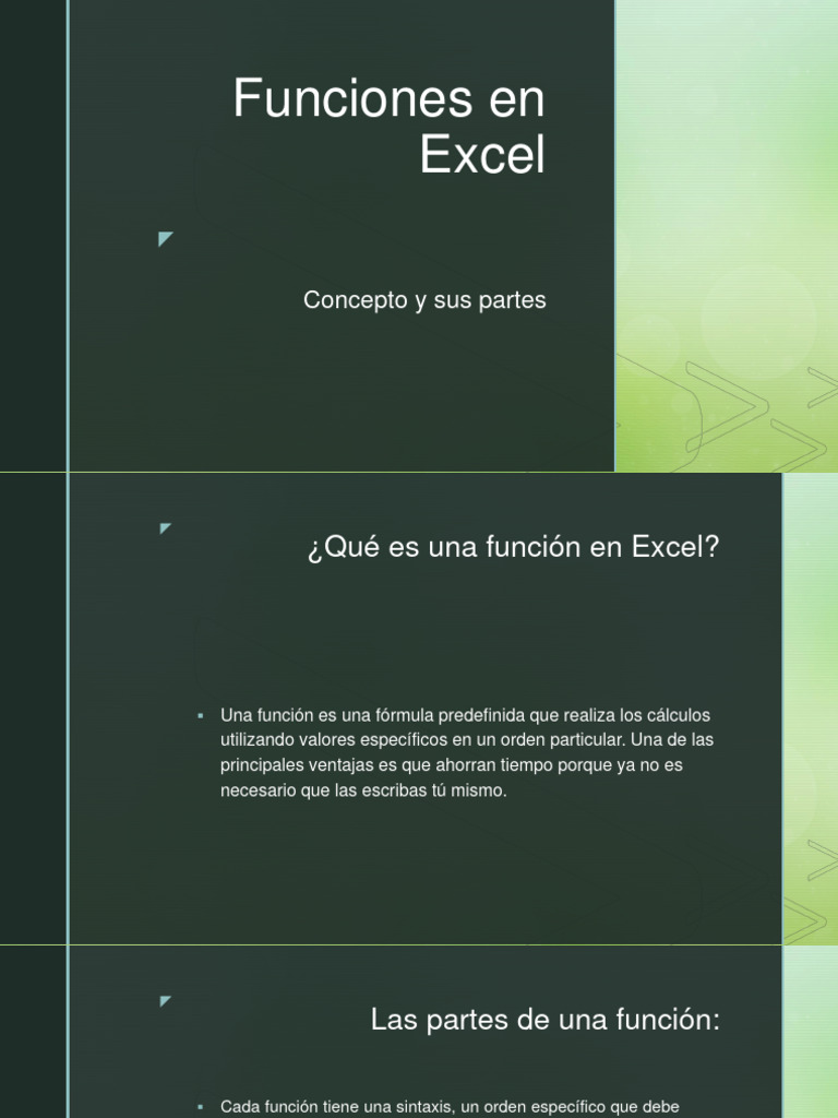 Funciones en Excel. Concepto y Sus Partes | PDF