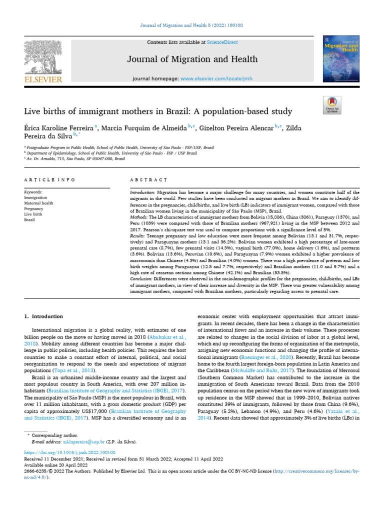 Immigrant Mothers' Live Births in Brazil | PDF | Childbirth | Caesarean ...