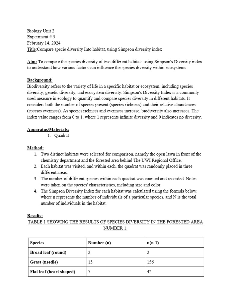Bio Unit 2 Lab Number 5 | Download Free PDF | Biodiversity ...