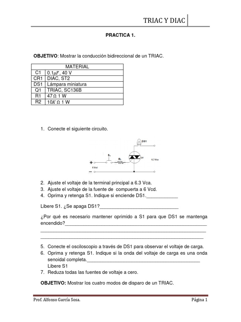 Practicas de Triac y Diac | PDF | Electromagnetismo | Electricidad