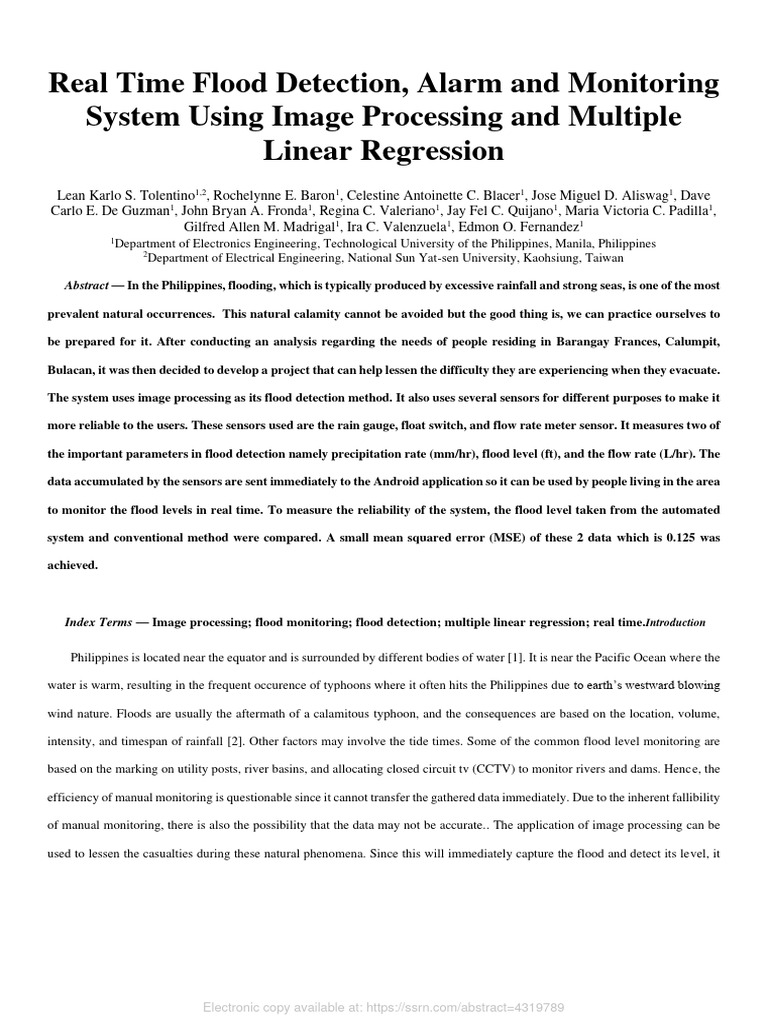 Real Time Flood Detection, Alarm and Monitoring System Using Image Processing and Multiple ...