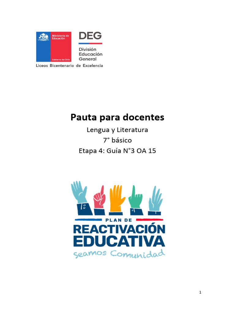 LEN - E4 - Guía03 7B OA15 Docente | PDF | Escritura
