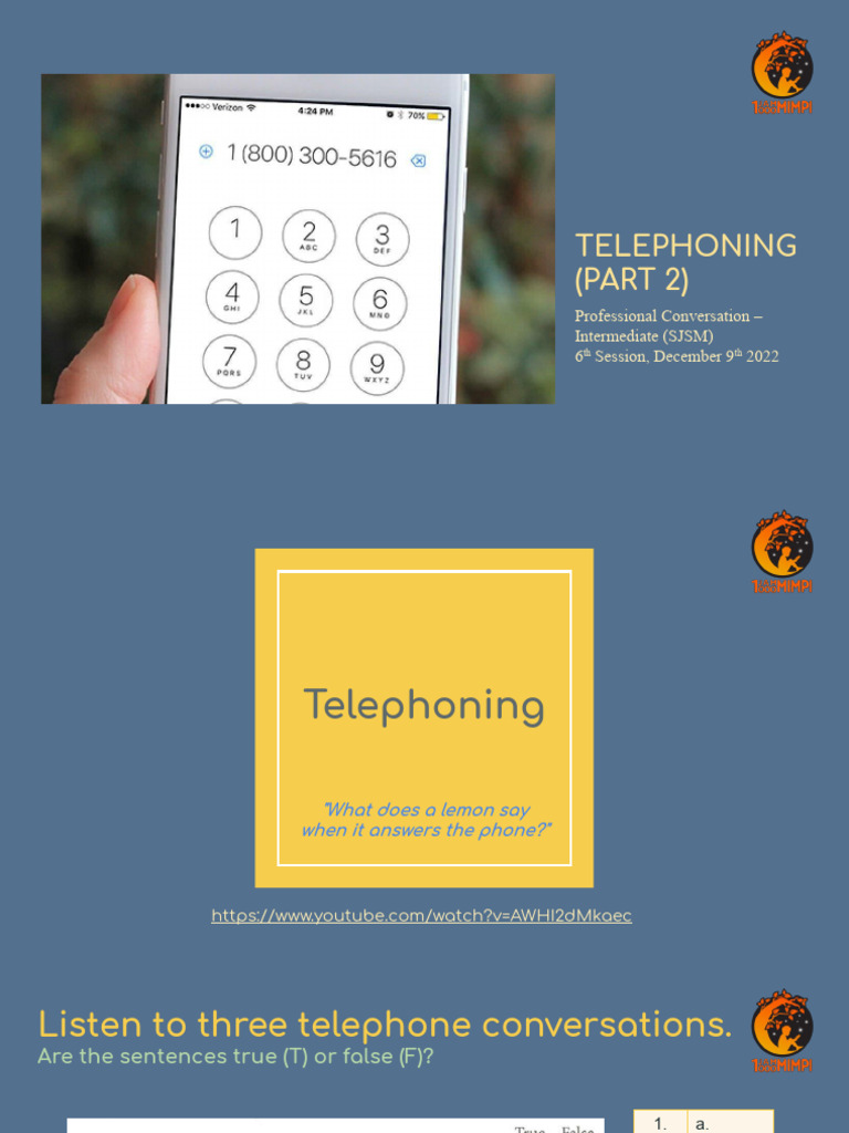 6th Session - Telephoning (Part 2) | Download Free PDF | Telephony ...