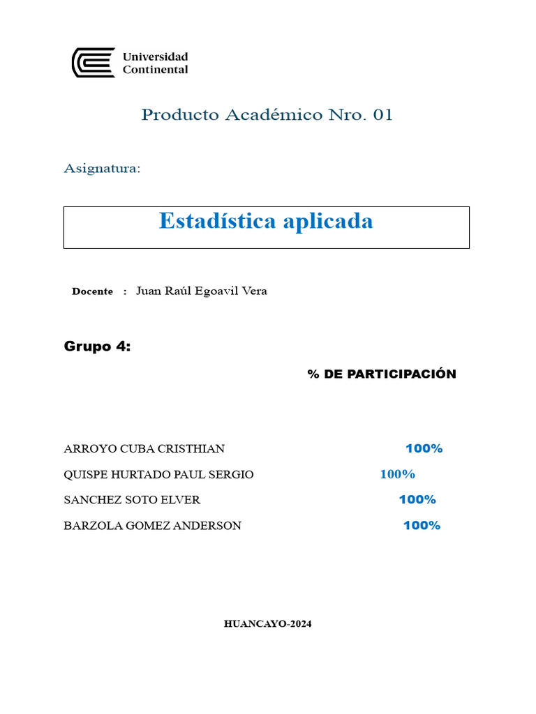 Producto Académico N°1-Estadistica Aplicada-Sergio | PDF | Factores humanos y ergonomía