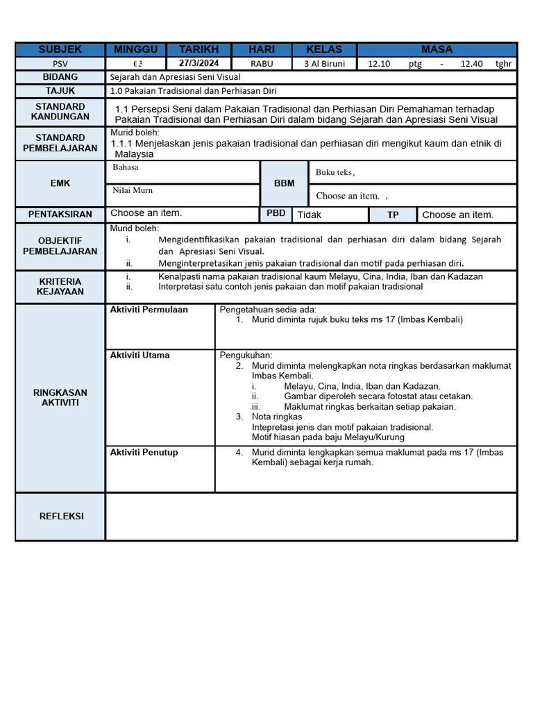 RPH PSV 3 Al Biruni 27.3.2024 Rabu | PDF
