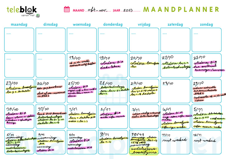 Examenplanning Milan Pootemans | PDF