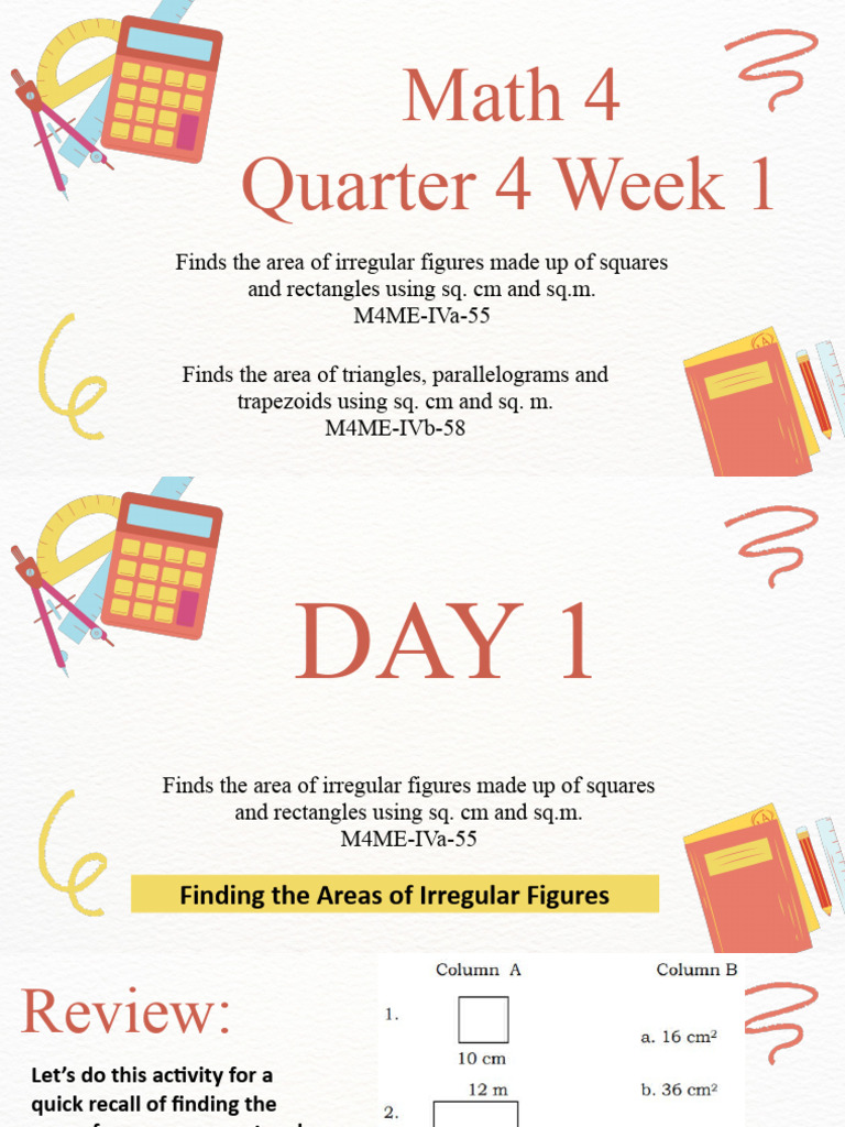 Q4 Math4 Week1 PPT Melc-Based | PDF | Area | Geometry