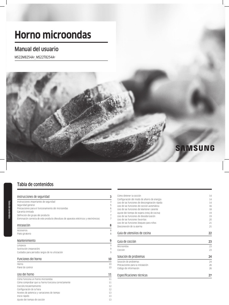 Instrukcja Obslugi SAMSUNG MS22T8254AB E1 | PDF | Residuos | Agua