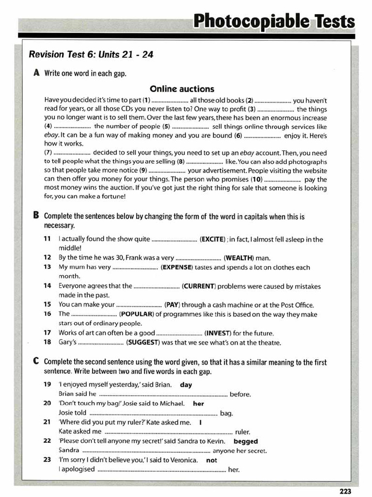 b2 - Revision Test 6 (Unit 21-24) | PDF