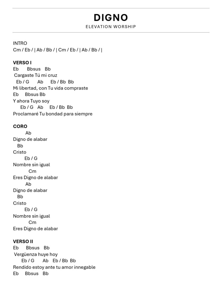 Digno, Elevation Worship | PDF