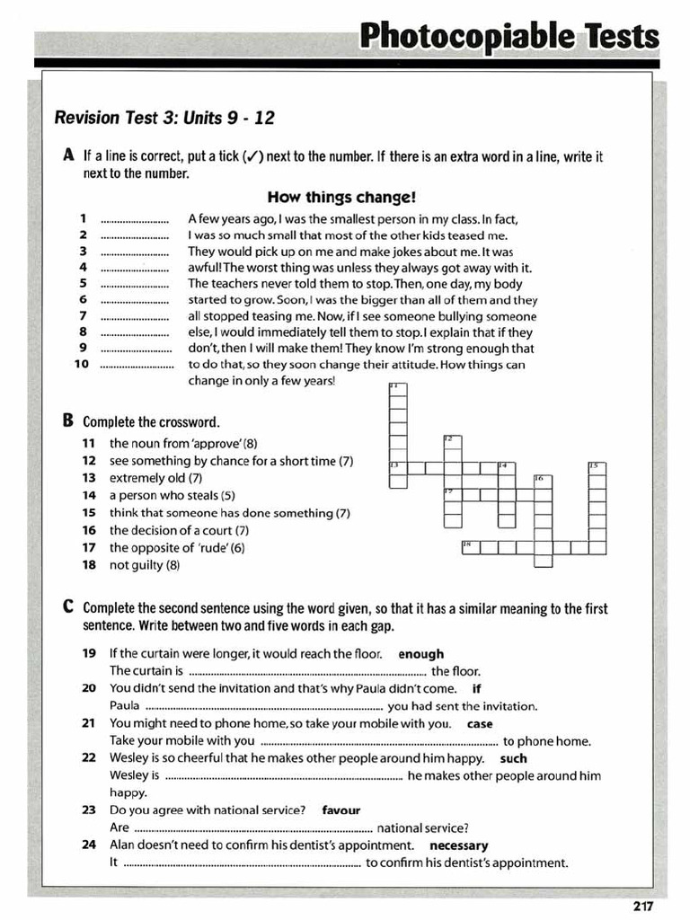 b2 - Revision Test 3 (Unit 9-12) | PDF