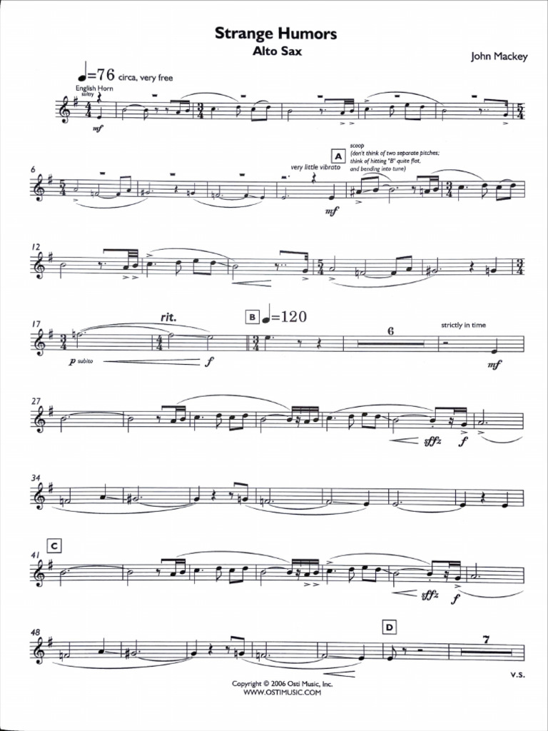 Strange Humors - Alto Sax | PDF