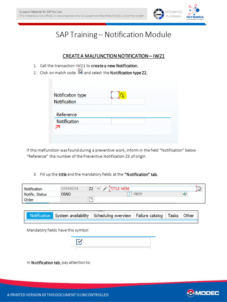 SAP Training Notification Steps v2 | PDF | Computer File | Tag (Metadata)