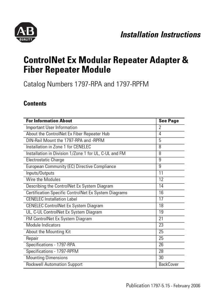 1797-In015 - RPA &RPFM Installation Manual | PDF | Electrical Connector ...