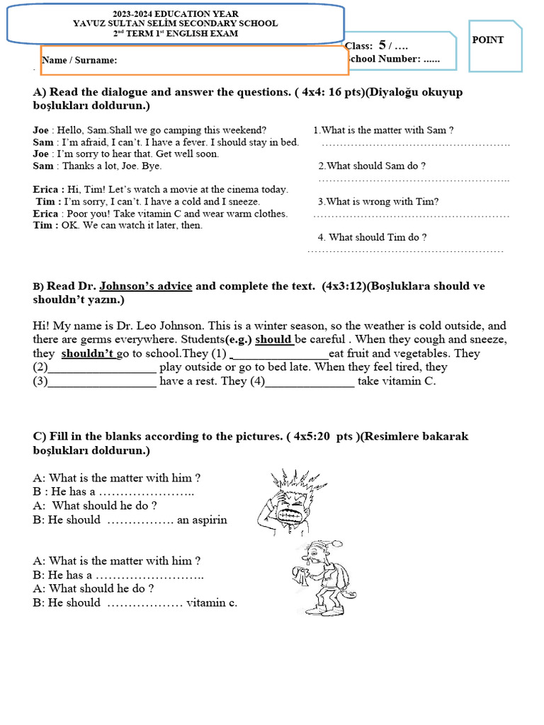 5th Grade 2nd Term 1st Exam | PDF