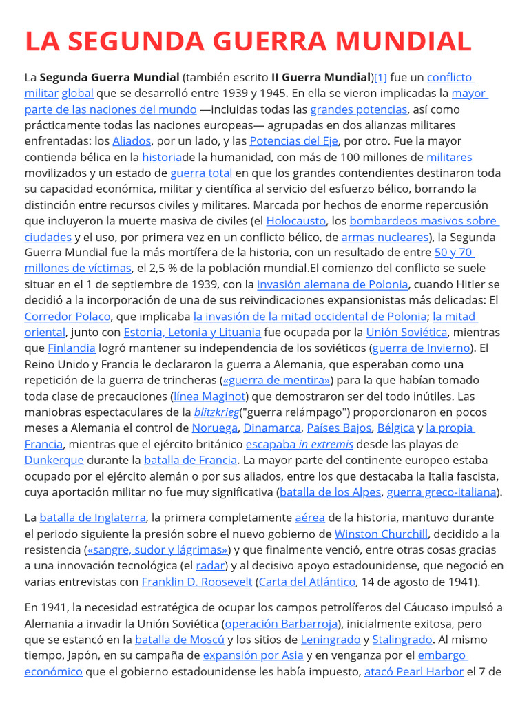 Historia de la Segunda Guerra Mundial | PDF | Segunda Guerra Mundial ...