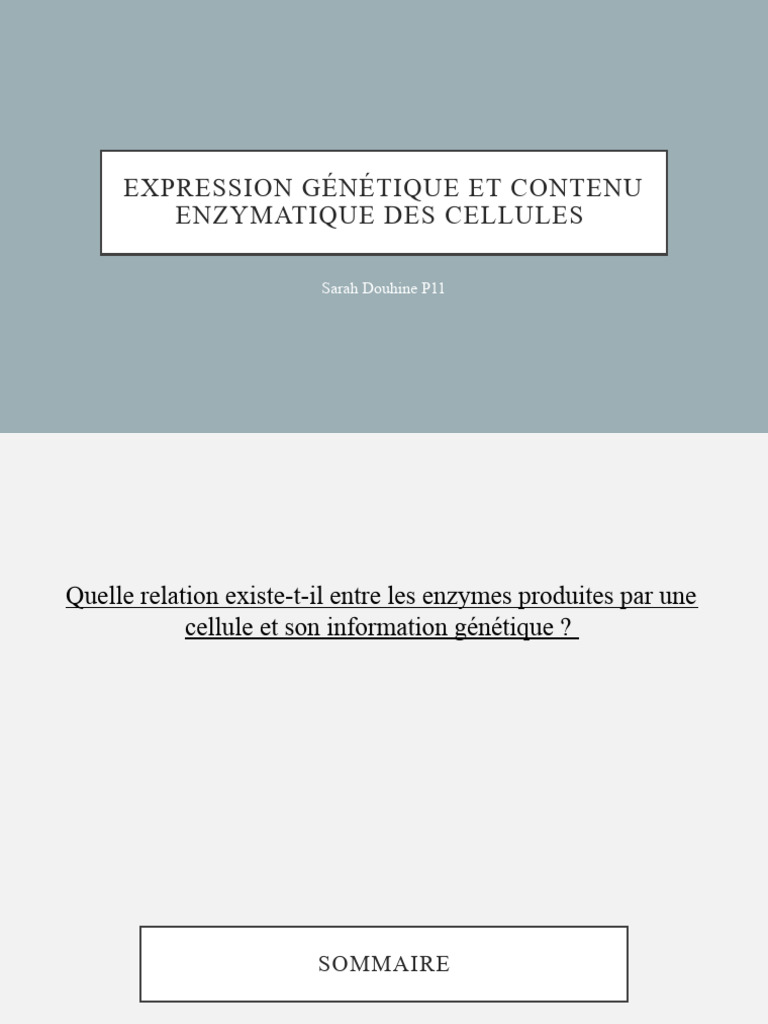 Diapo SVT | PDF | Enzyme | Biologie