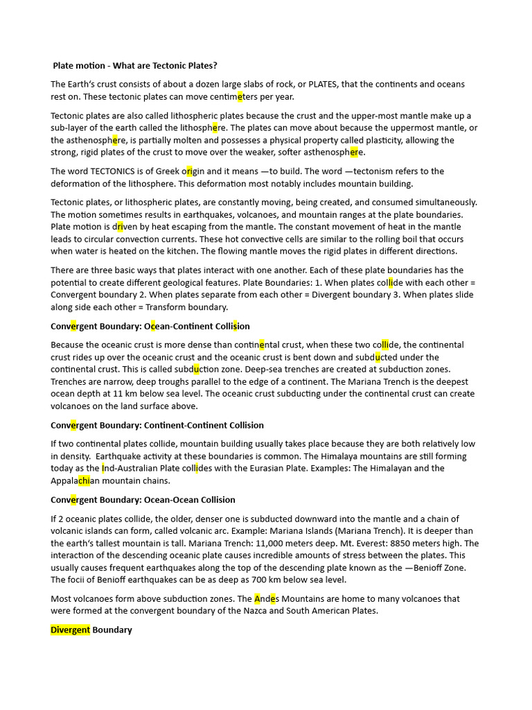 Clil Lesson 1 - Reading Skills | PDF | Plate Tectonics | Tectonics