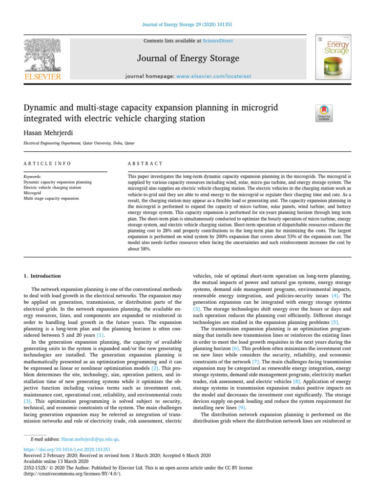 Dynamic and Multi Stage Capacity Expansion Planning in Mic - 2020 - Journal of E | PDF ...