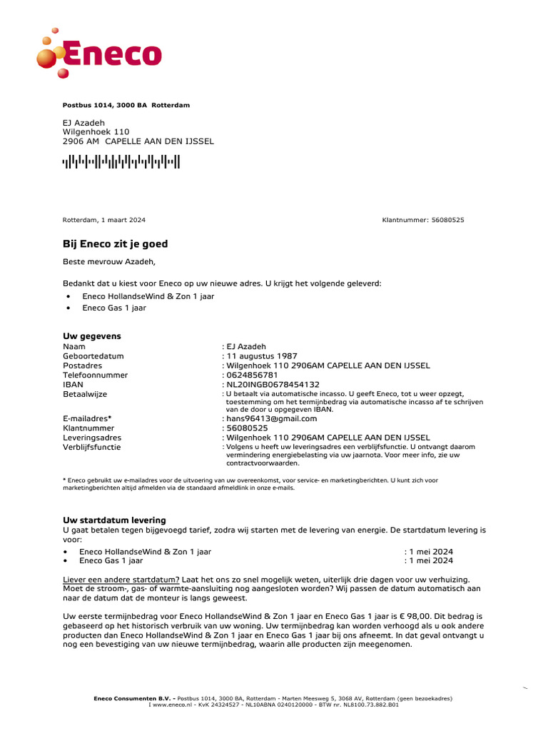Contract Eneco | PDF