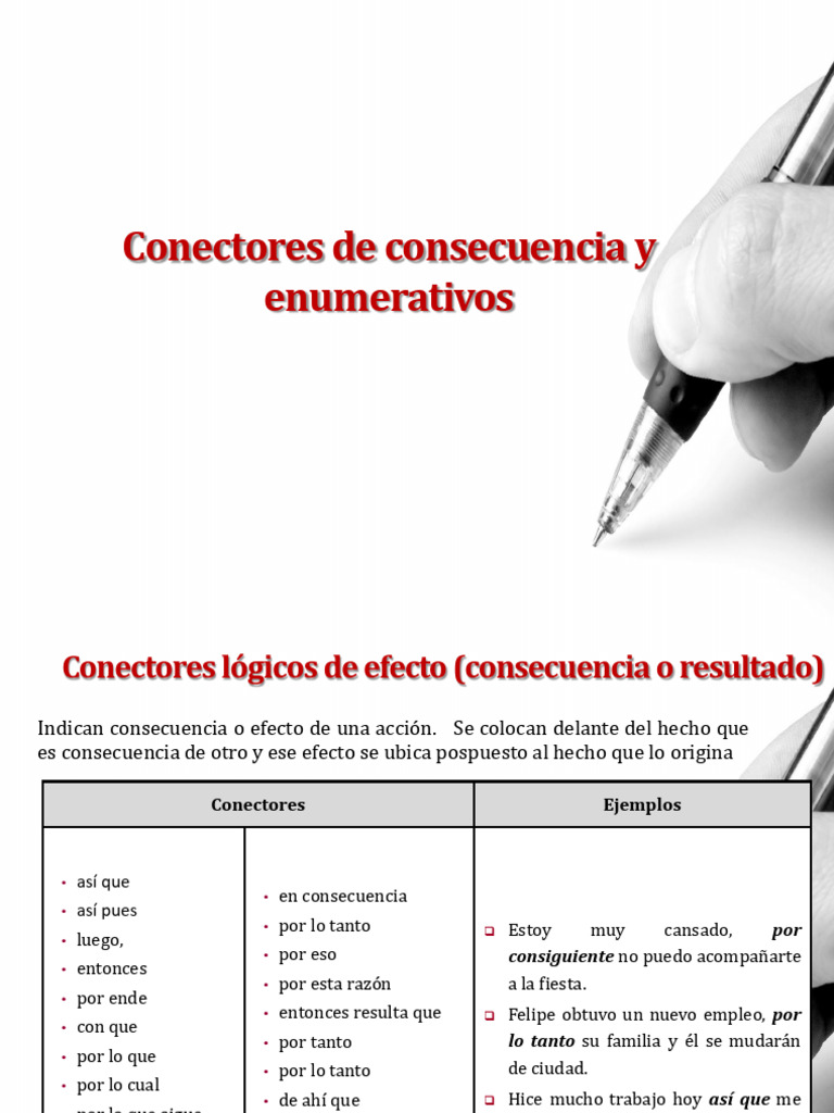Conectores de Consecuencia y Enumerativos | PDF