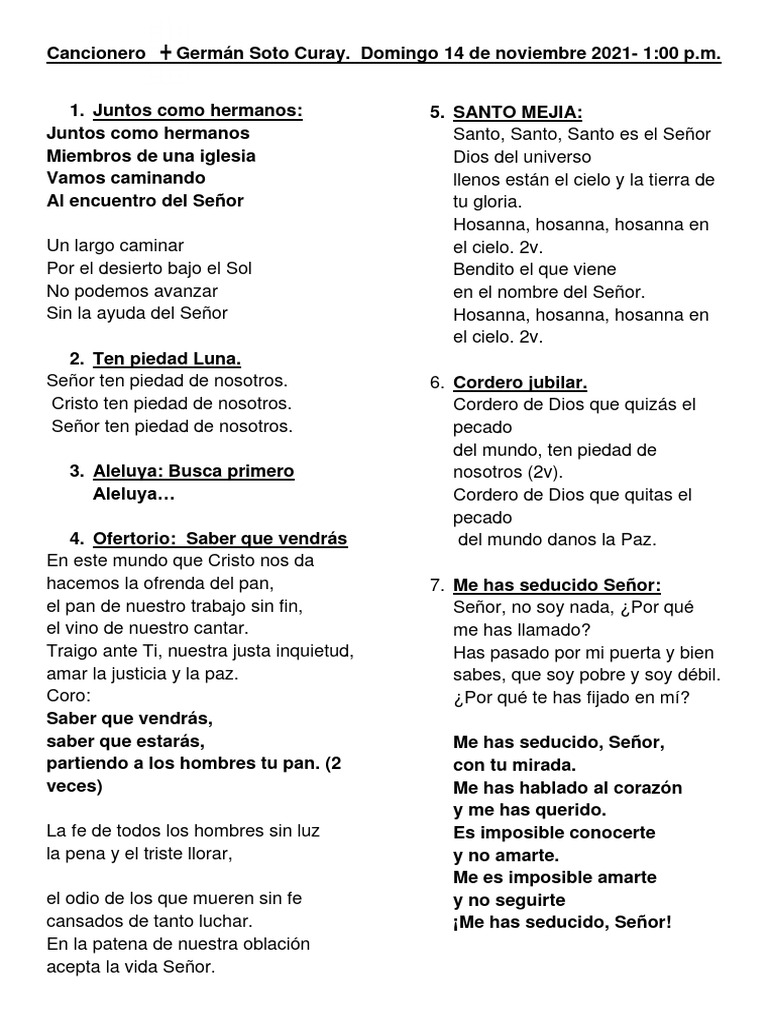 Cancionero Germán Soto Curay Noviembre 2021 | PDF