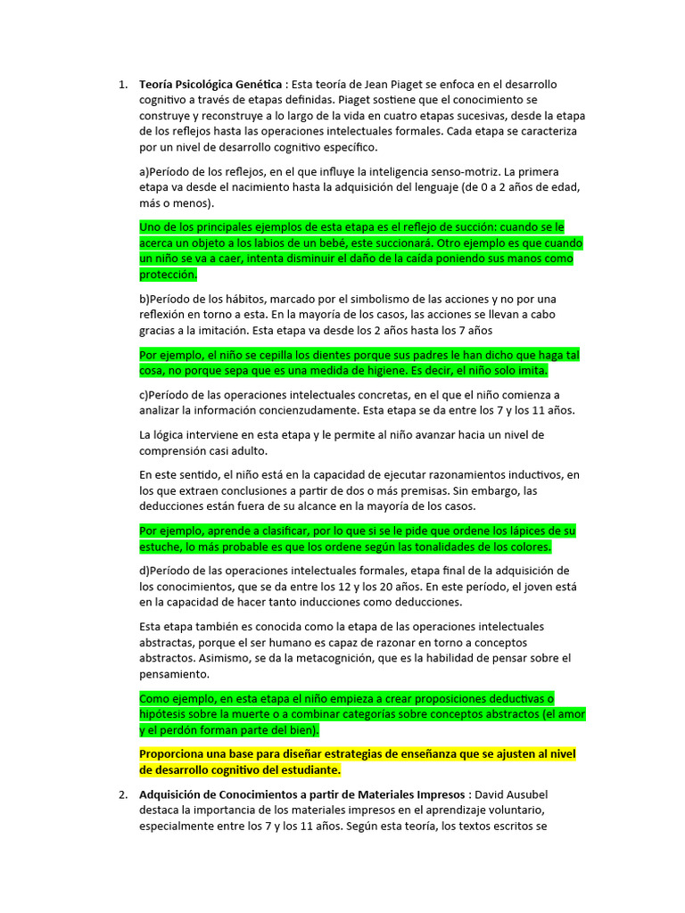 Tarea Teorias | Descargar gratis PDF | Aquisición de idioma | Desarrollo cognitivo