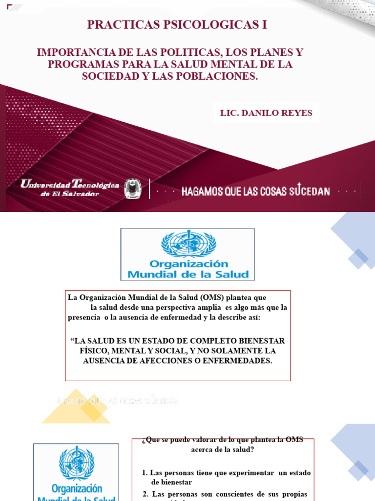 Importancia de Las Politicas Planes y Programas para La Sañlud Mental Practicas I 01 2025 | PDF ...