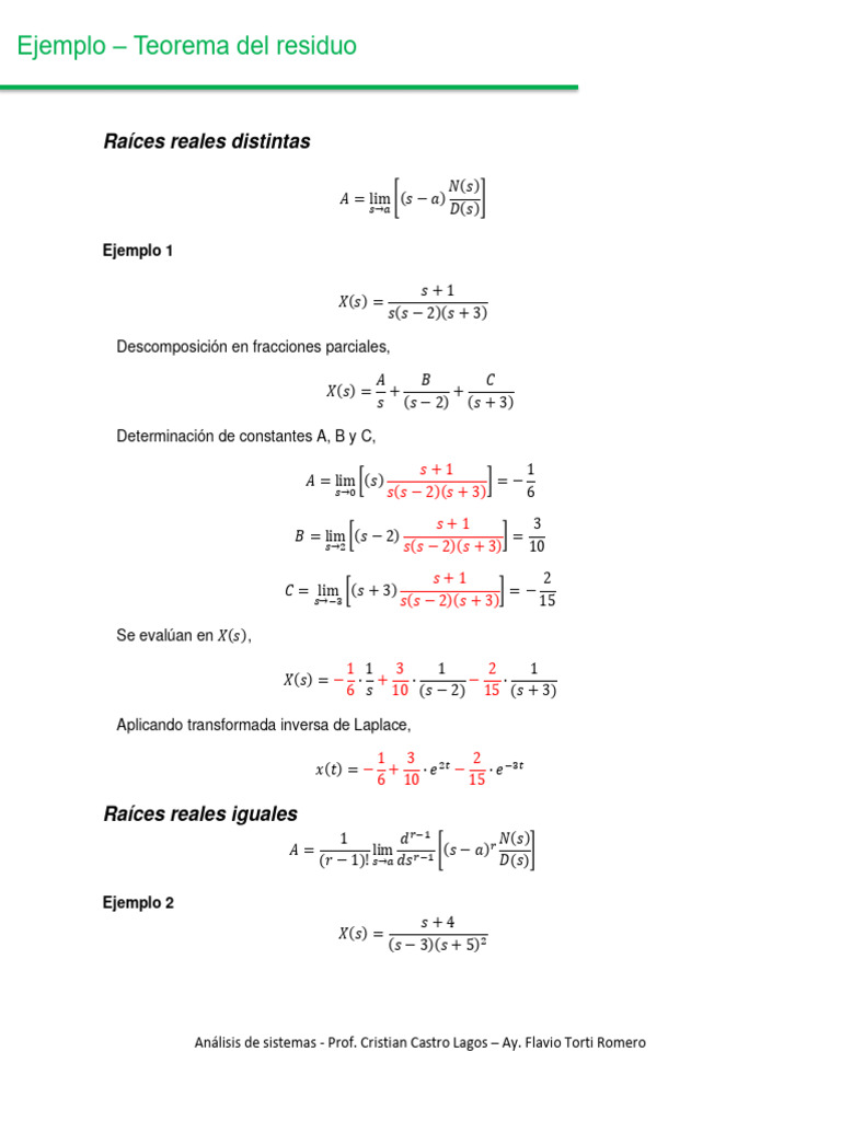 Ejemplo Teorema Del Residuo | PDF | Matemáticas | Funciones y mapeos