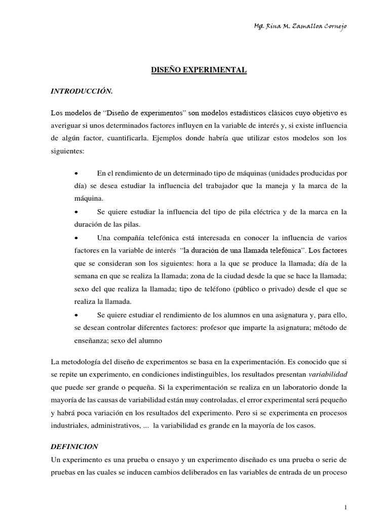 Diseño Experimental | PDF | Experimentar | Diseño de experimentos