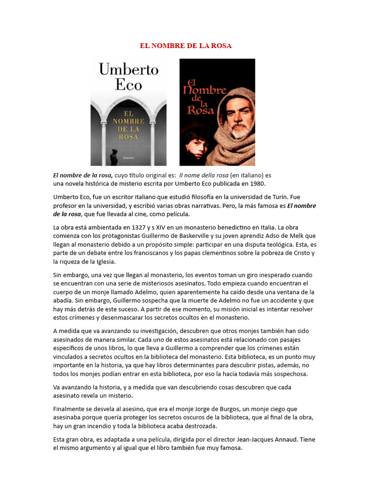 El Nombre de La Rosa | PDF