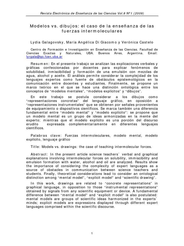 Modelos Vs Dibujos El Caso de La Ensenan | PDF | Polaridad química | Mente