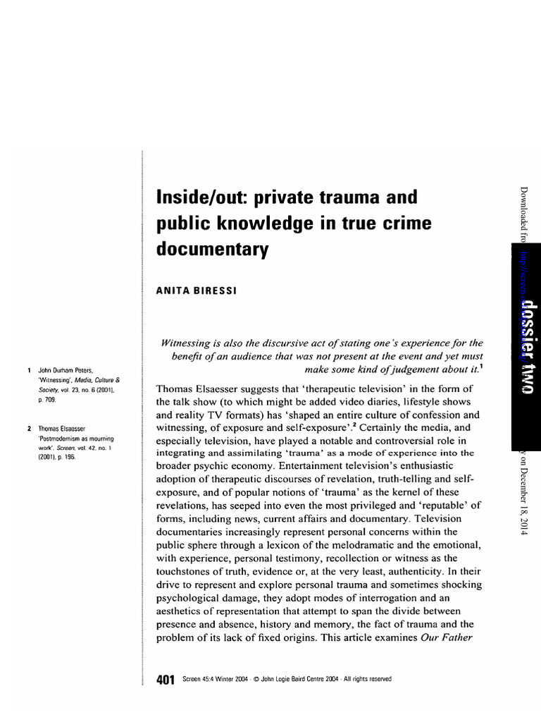 Inside Out Private Trauma and Public Kno | PDF | Documentary Film ...