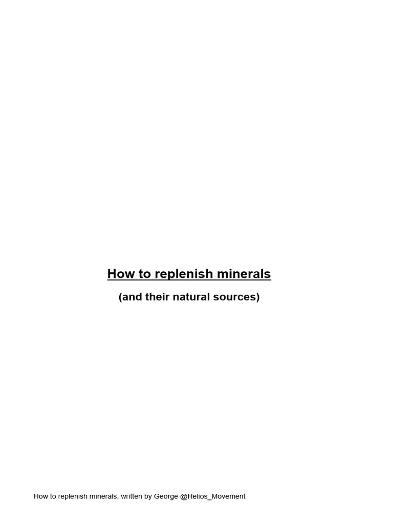Mineral Replenishment Guide | PDF | Dietary Supplements | Foods