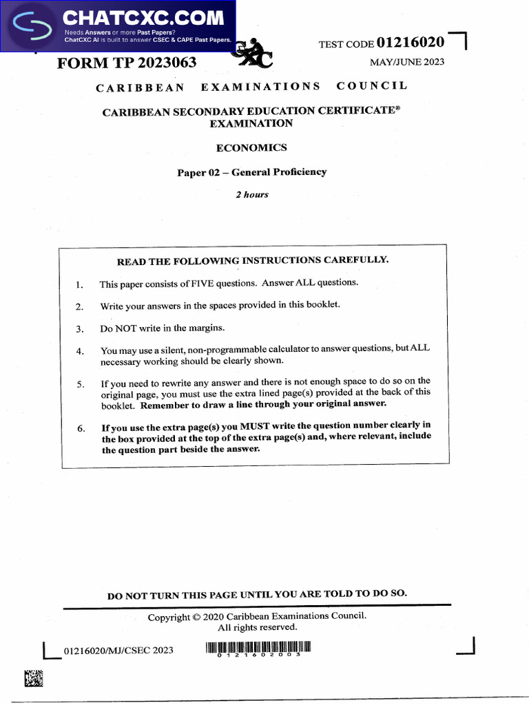 CSEC Economics P2 2023 | PDF