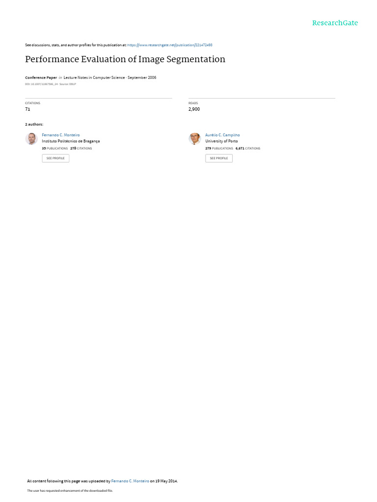Performance Evaluation Of Image Segmentation Pdf Image Segmentation Applied Mathematics