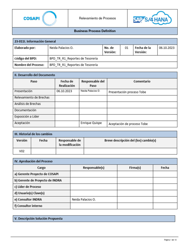 BPD - TR - R1 - Reportes de Tesorería-V1 | PDF | Procesos de negocio ...