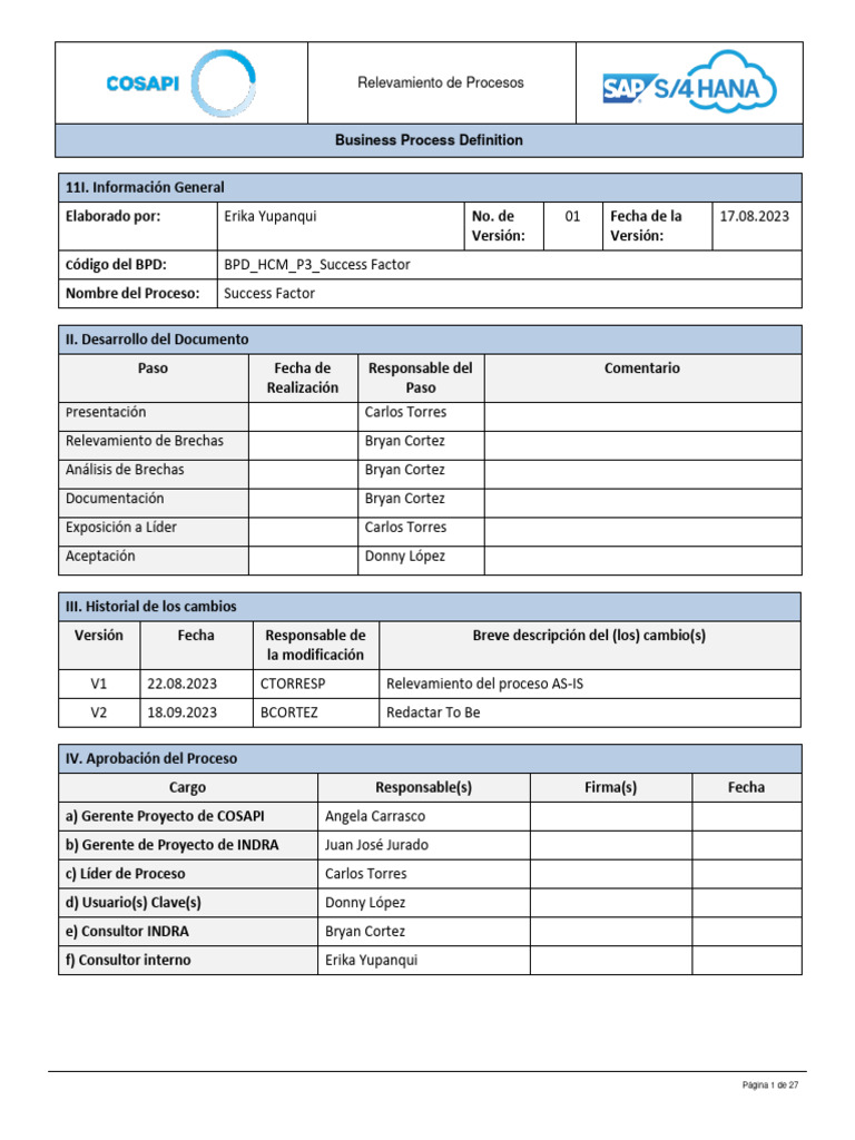 BPD - HCM - P3 - Success Factor - V2.2 | PDF | Procesos de negocio ...