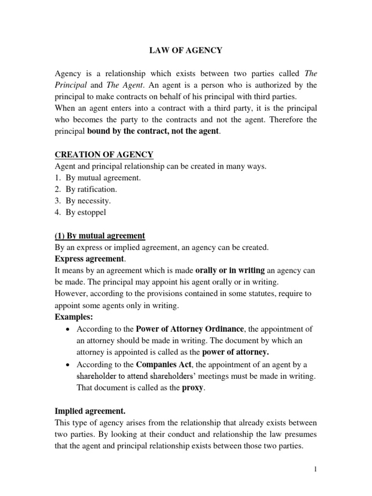 Law of Agency | PDF | Law Of Agency | Ratification