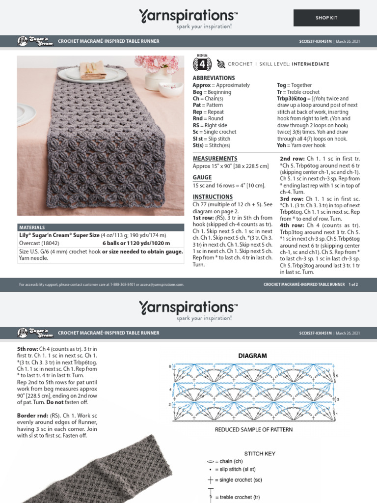 Macramé Inspired Crochet Table Runner | PDF | Crochet | Folk Art