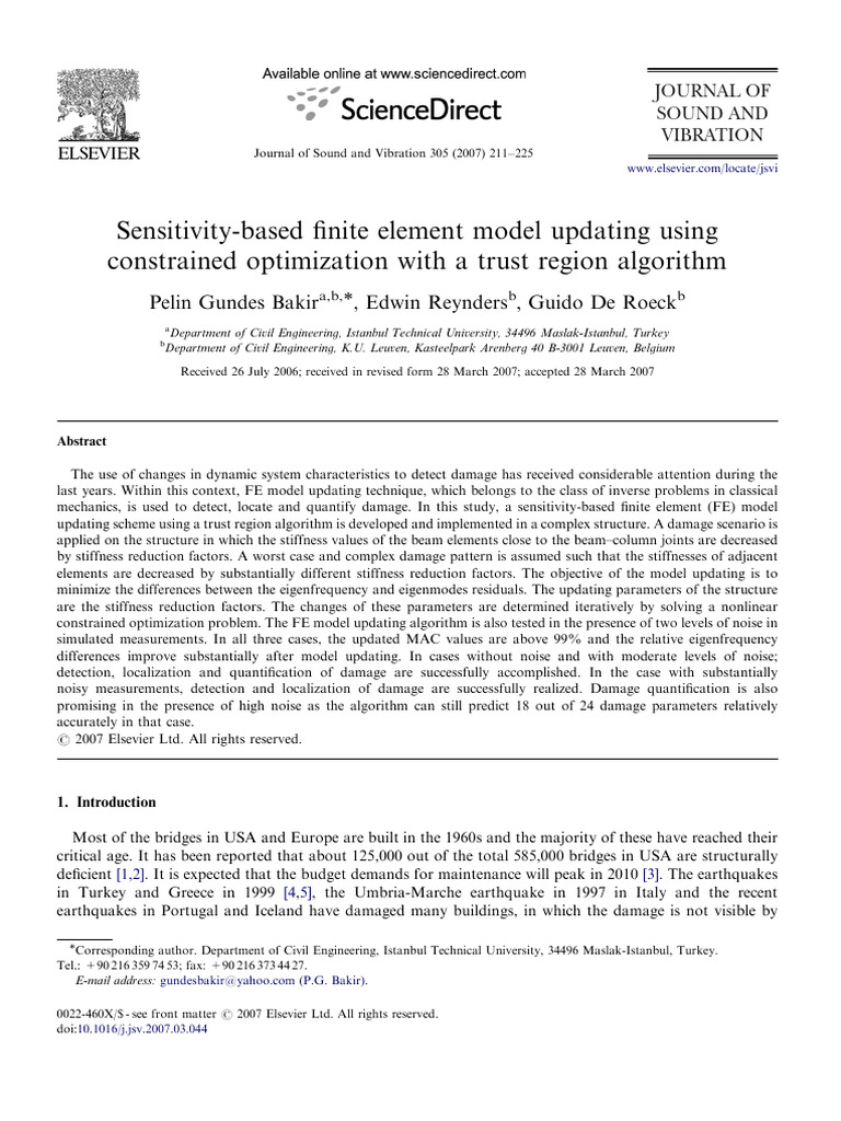 Sensitivity Based Finite Element Model U Pdf Mathematical 3321