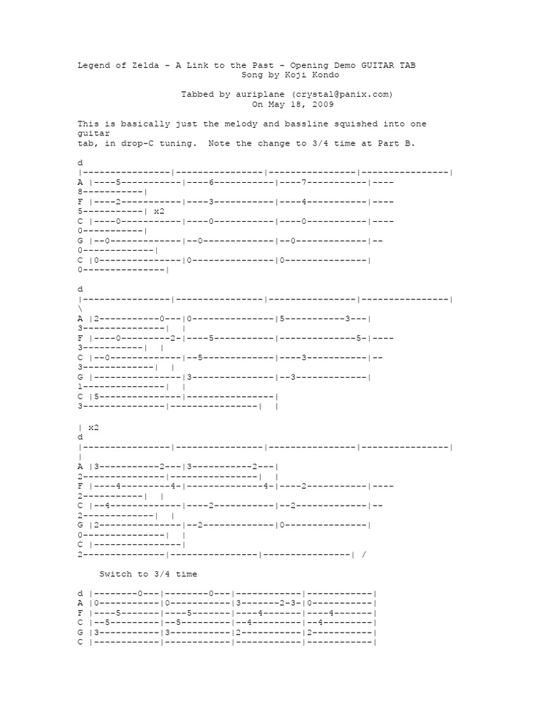 Zelda Link To The Past Opening Theme | PDF | The Legend Of Zelda ...