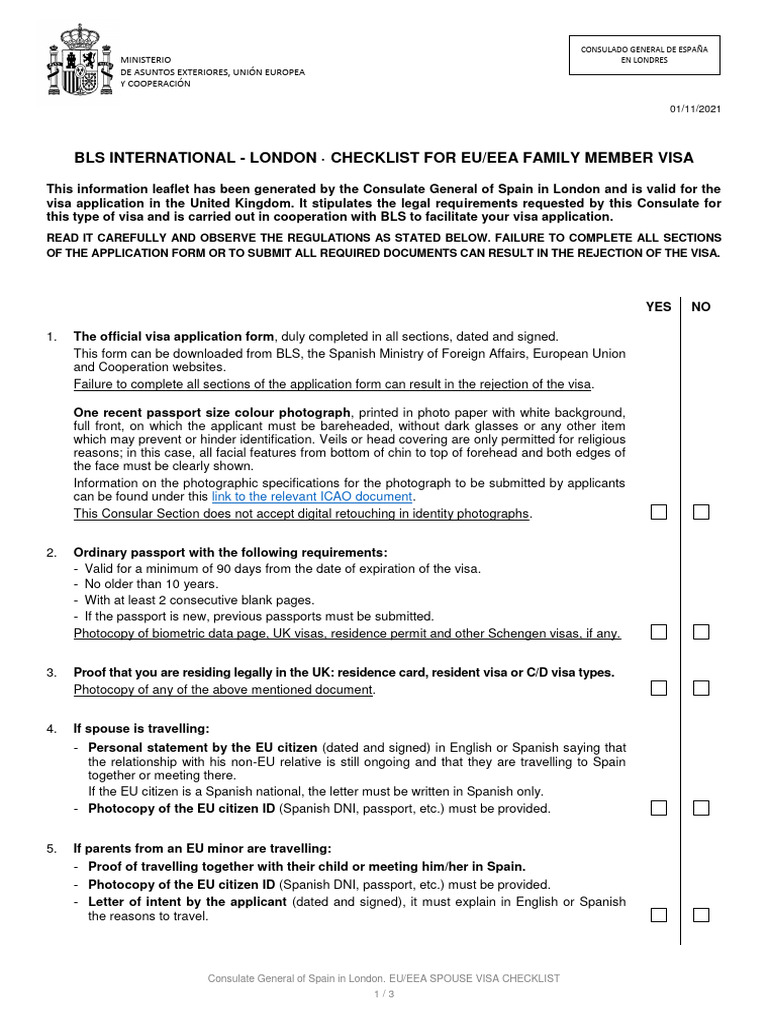 Checklist (EU-EEA) | Download Free PDF | Travel Visa | Identity Document