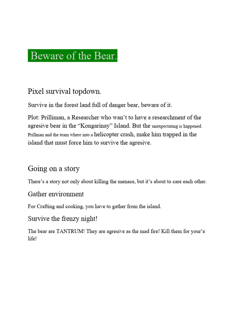 Beware of the Tantrum Bear | PDF
