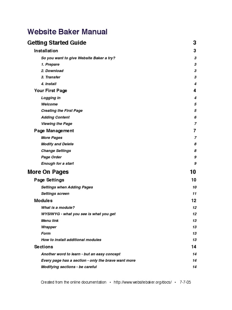 Website Baker Installation Guide | PDF | Websites | Free Software