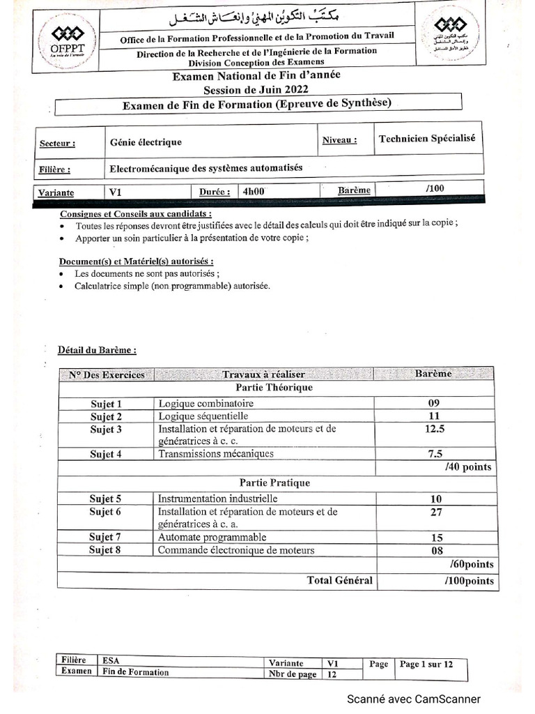 Examen Fin de Formation Esa v1 06-30-2022 08.29 | PDF
