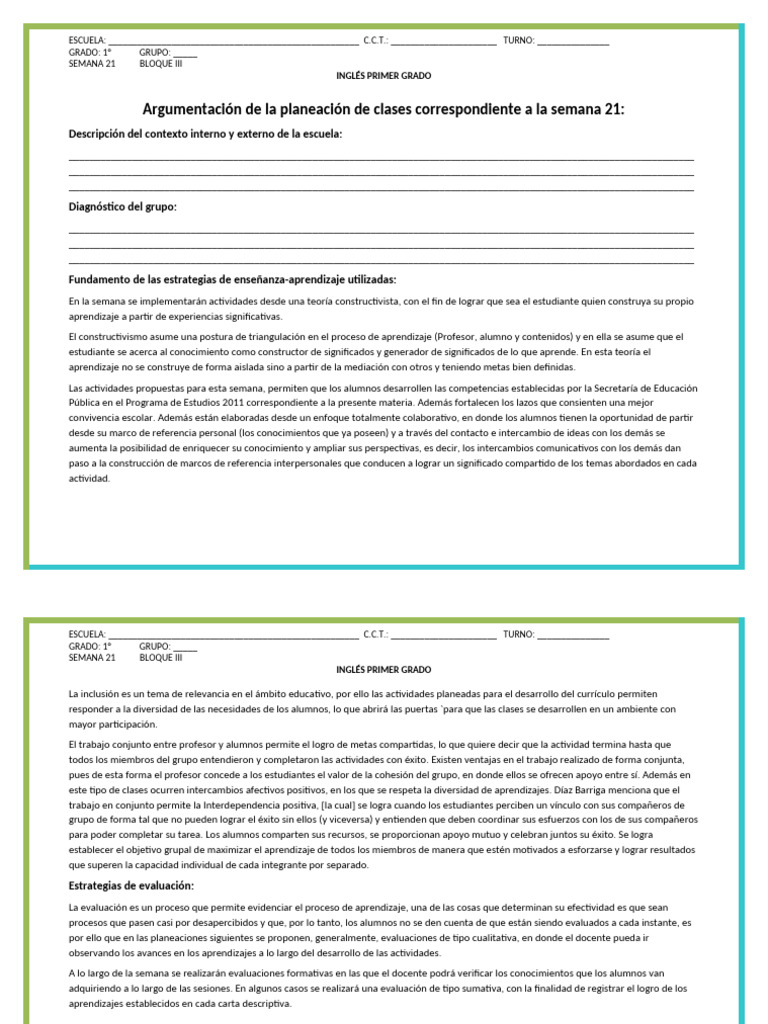 Planeacion Primer Grado Secundaria Ingles Semana 21 | PDF | Evaluación ... Planeacion Primer Grado Secundaria Ingles Semana 21 | PDF | Evaluación ...